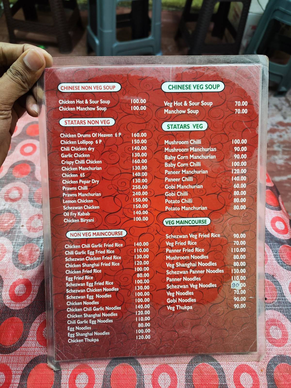 Menu at Darjeeling food court, Bengaluru
