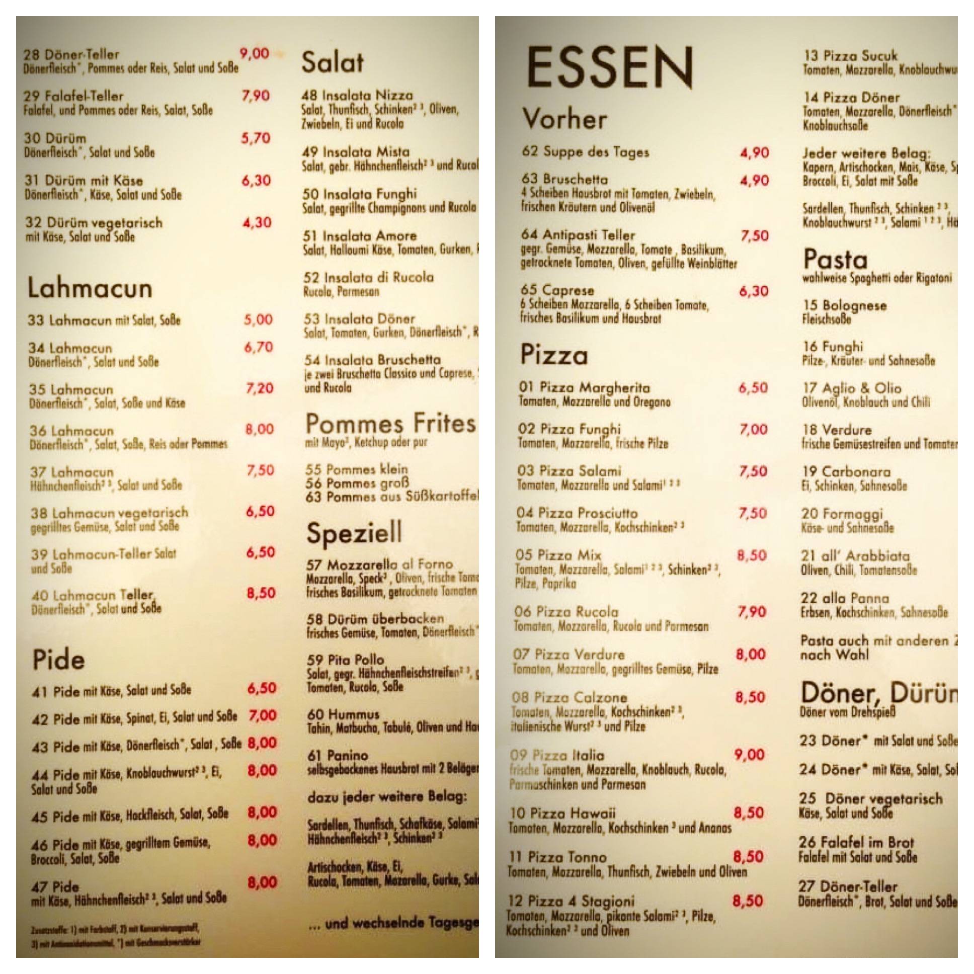 Speisekarte von Lappings Döner pizza, Darmstadt