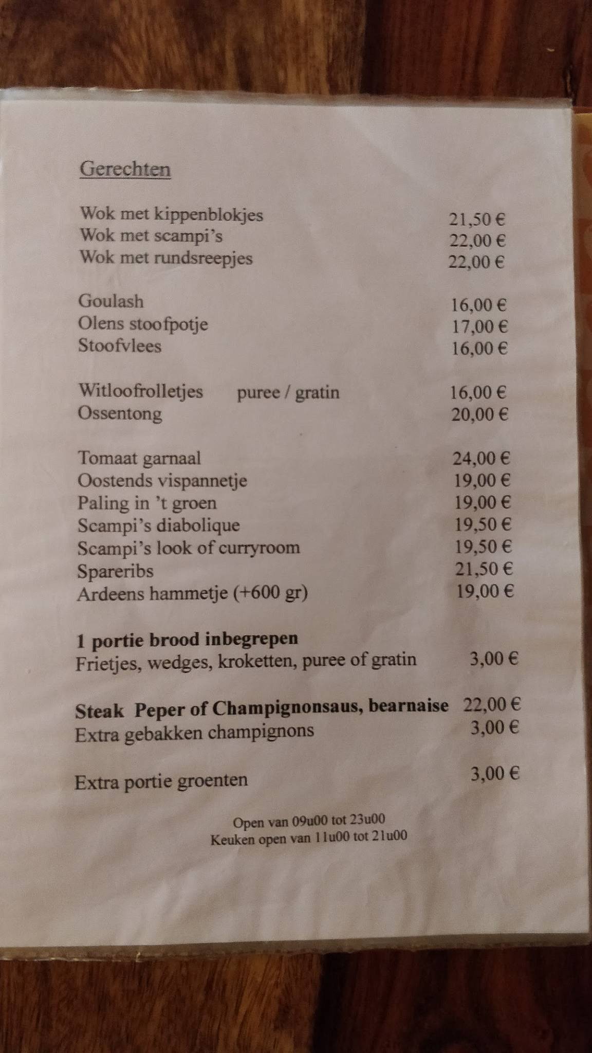 Menu at De Pot Van Keizer Karel pub & bar, Olen