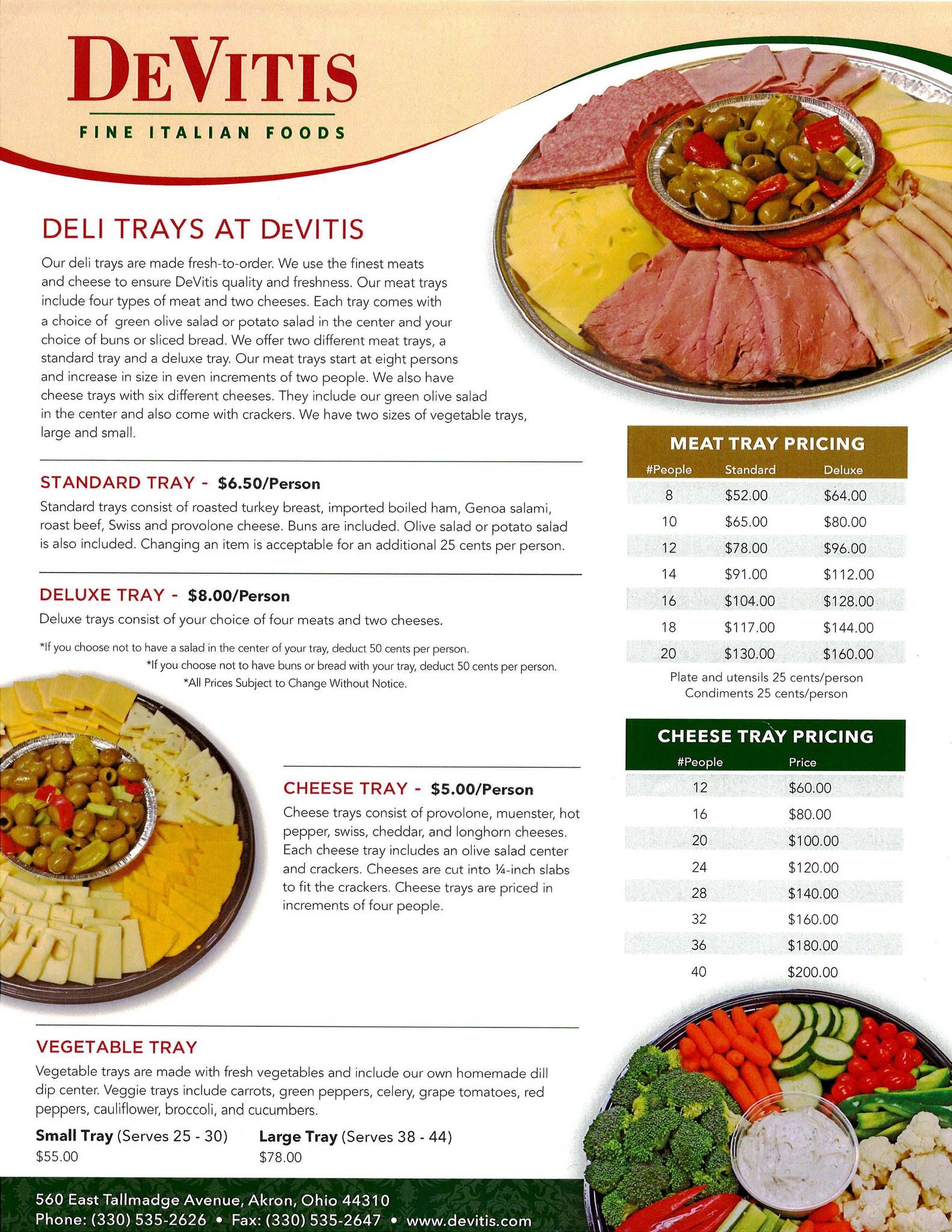 Menu at DeVitis Italian Market restaurant, Akron