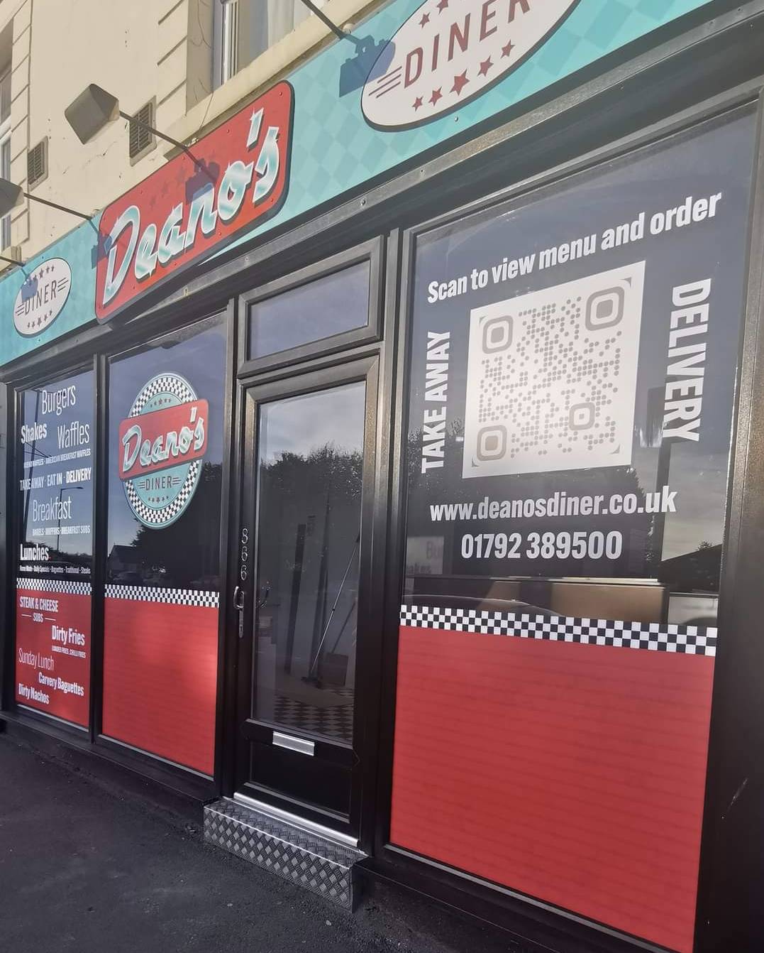 Menu at Deanos Diner, Swansea