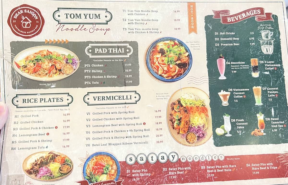 Menu at Dear Saigon restaurant, Toronto, Midland Ave Unit 101-103