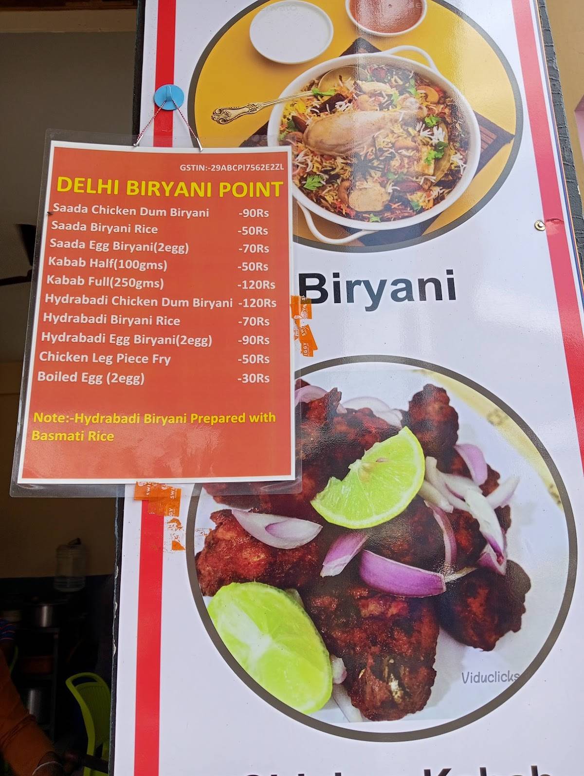 Menu at Delhi Biriyani Point, Bengaluru