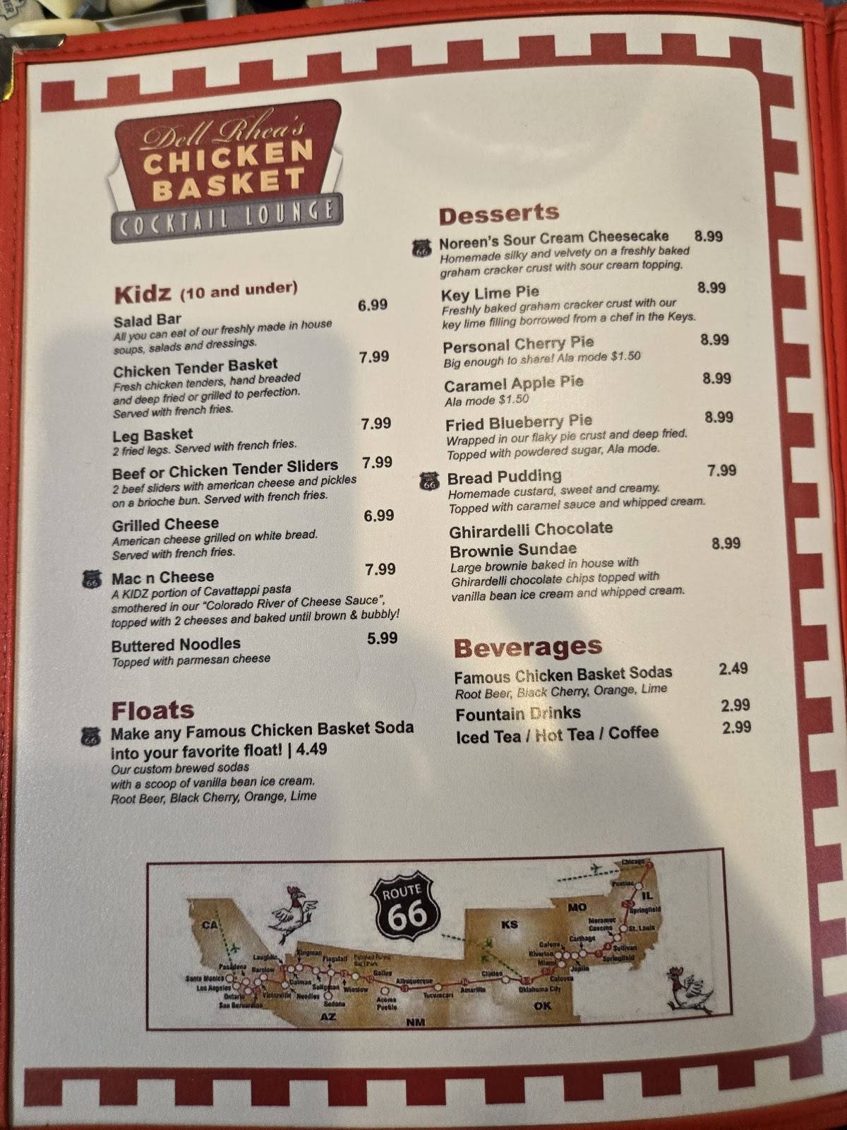 Menu at Dell Rhea's Chicken Basket restaurant, Willowbrook