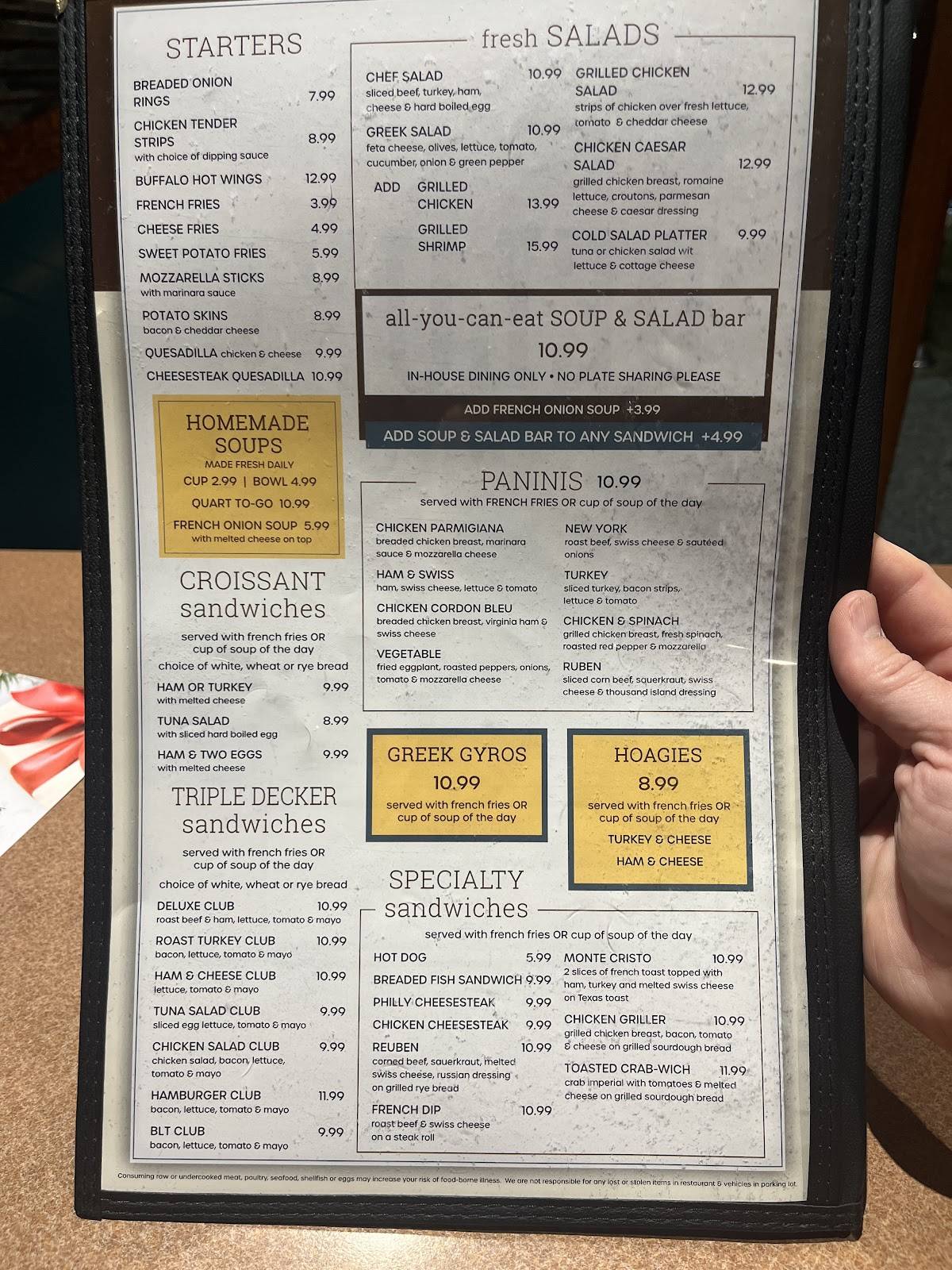 Menu at Deluxe Diner restaurant, Shillington