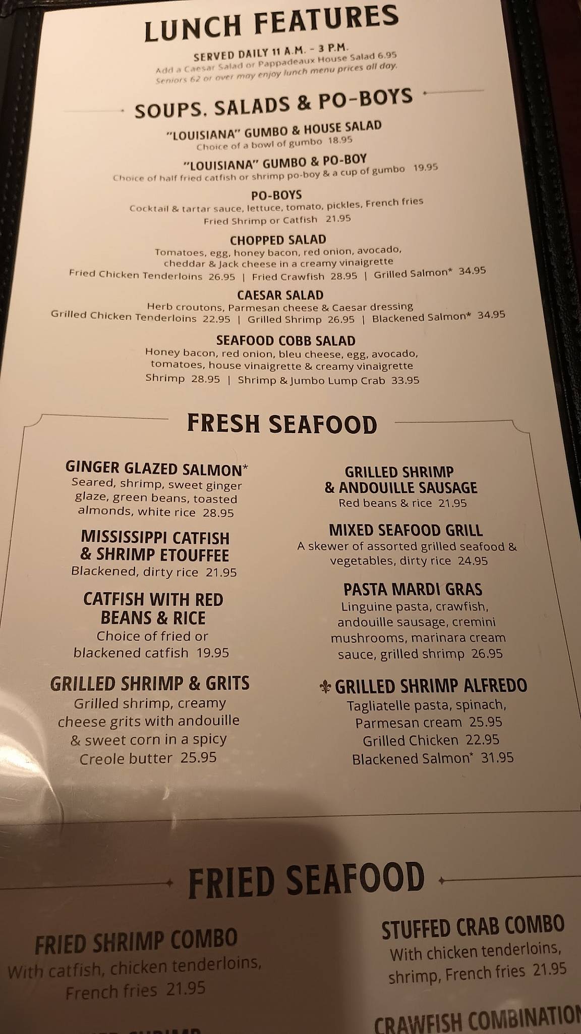 Menu at Pappadeaux Seafood Kitchen restaurant, Greenwood Village, E ...