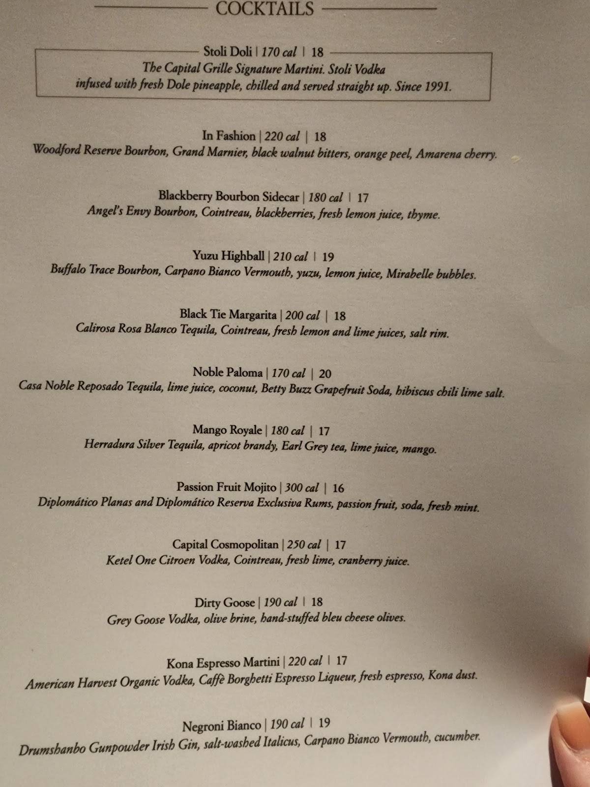 Menu at The Capital Grille pub & bar, Denver