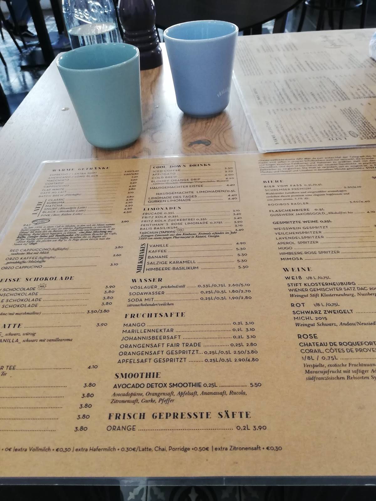 Carta de Café Telegraph, Viena