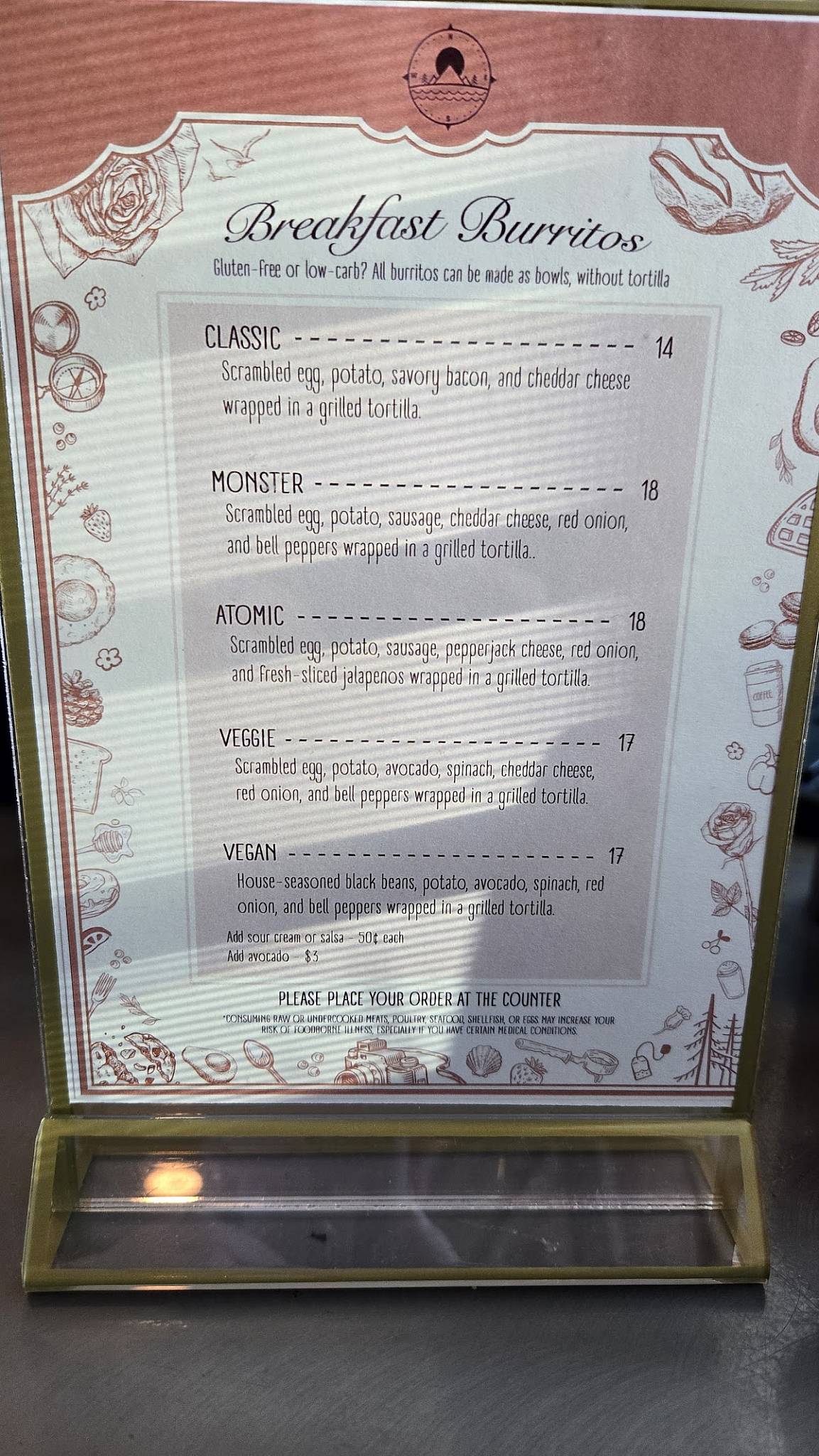 Menu at Compass Rose Cafe, Brookings, 555 Chetco Ave