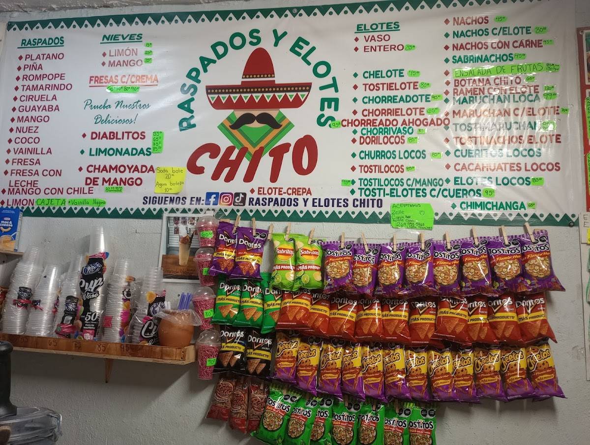 Menu at Raspados y Elotes Chito desserts, Tijuana