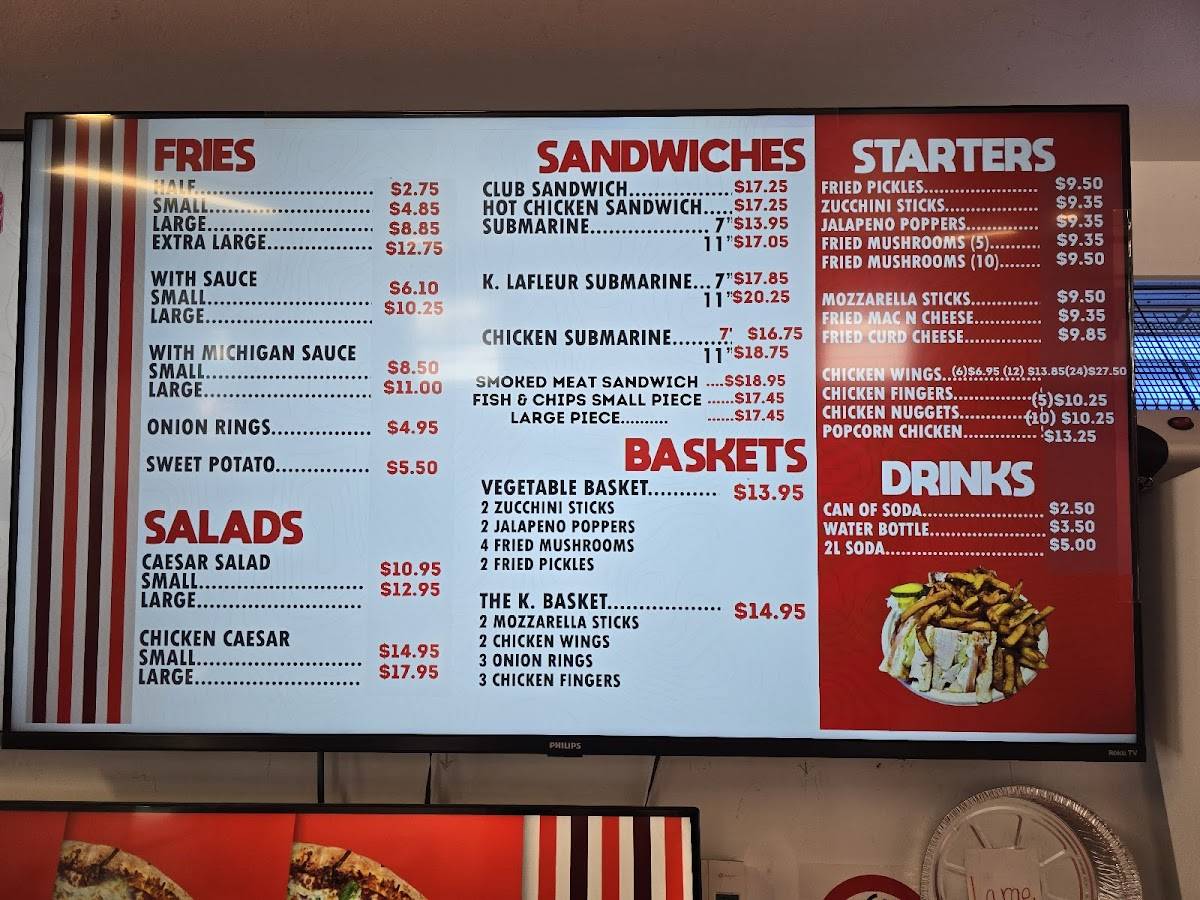 Menu at Diabo's Restaurant, Kahnawake