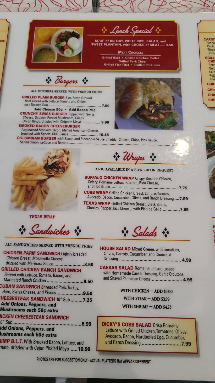 Menu at Dicky's Dogs restaurant, Toms River