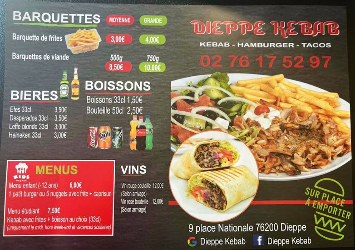 Menu au Dieppe Kebab, Dieppe