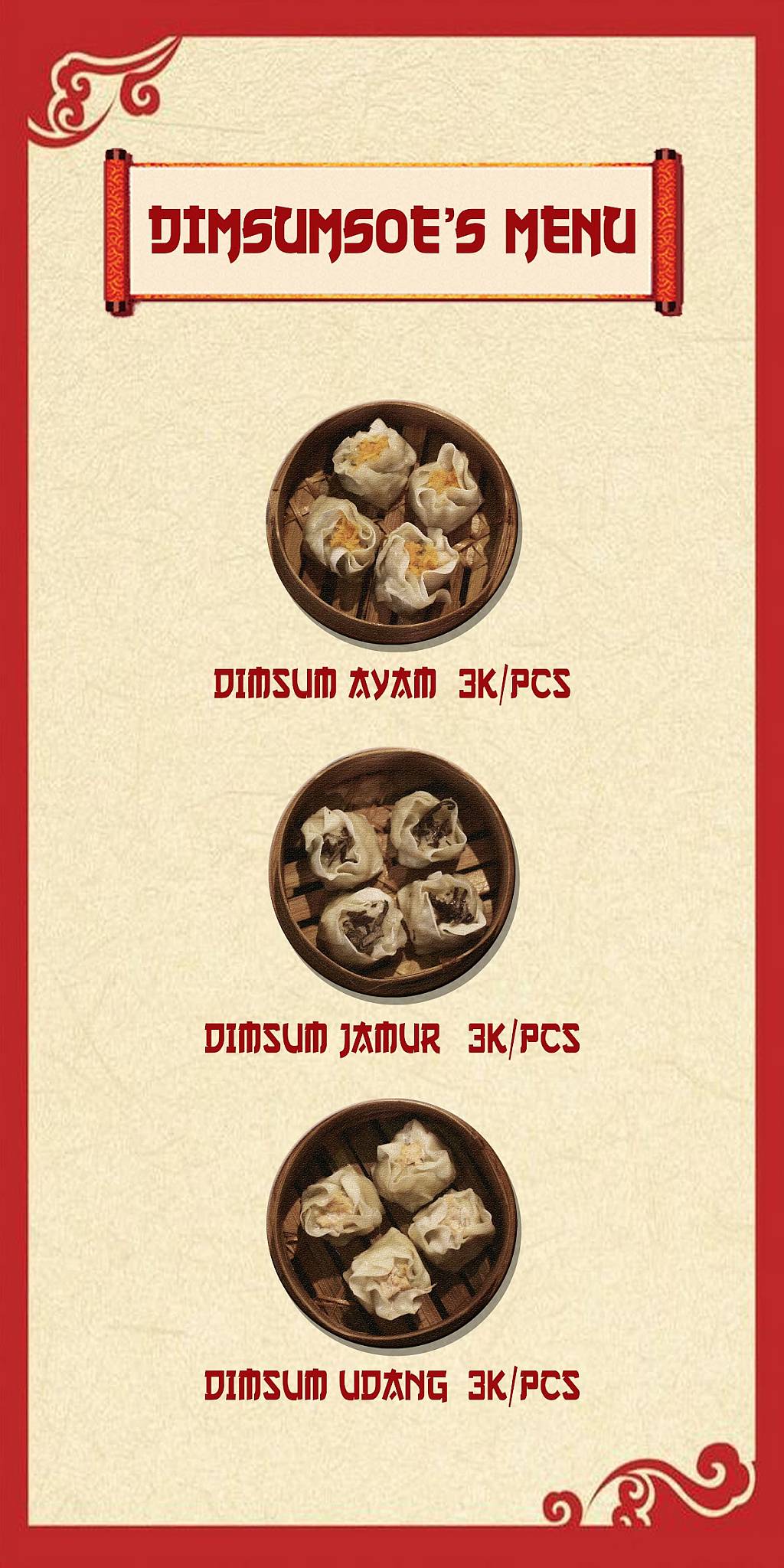Menu at Dim Sum Soe, Ngabeyan