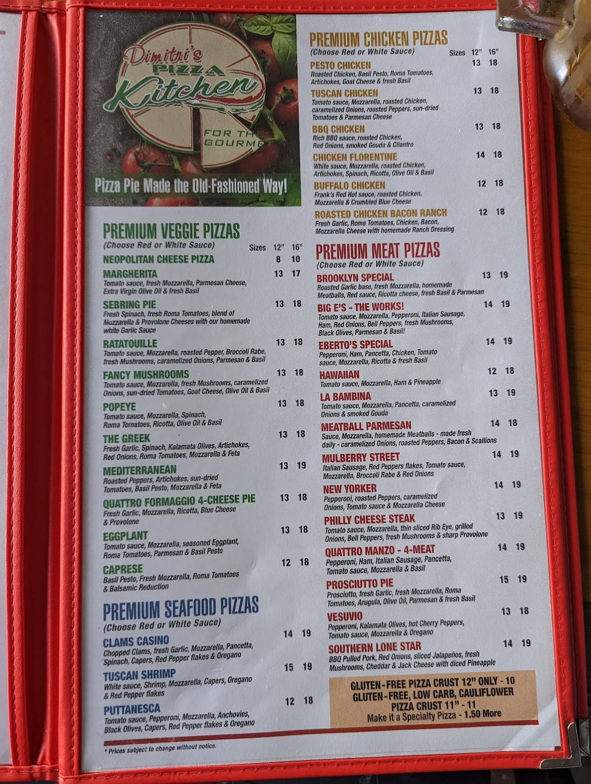 Menu at Dimitri's Restaurant, Pizza Kitchen and Its 5 O'clock Somewhere ...