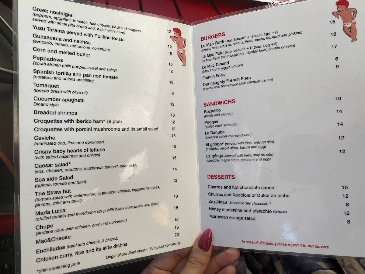 Carta del restaurante Dinand par Ferdi, Paris