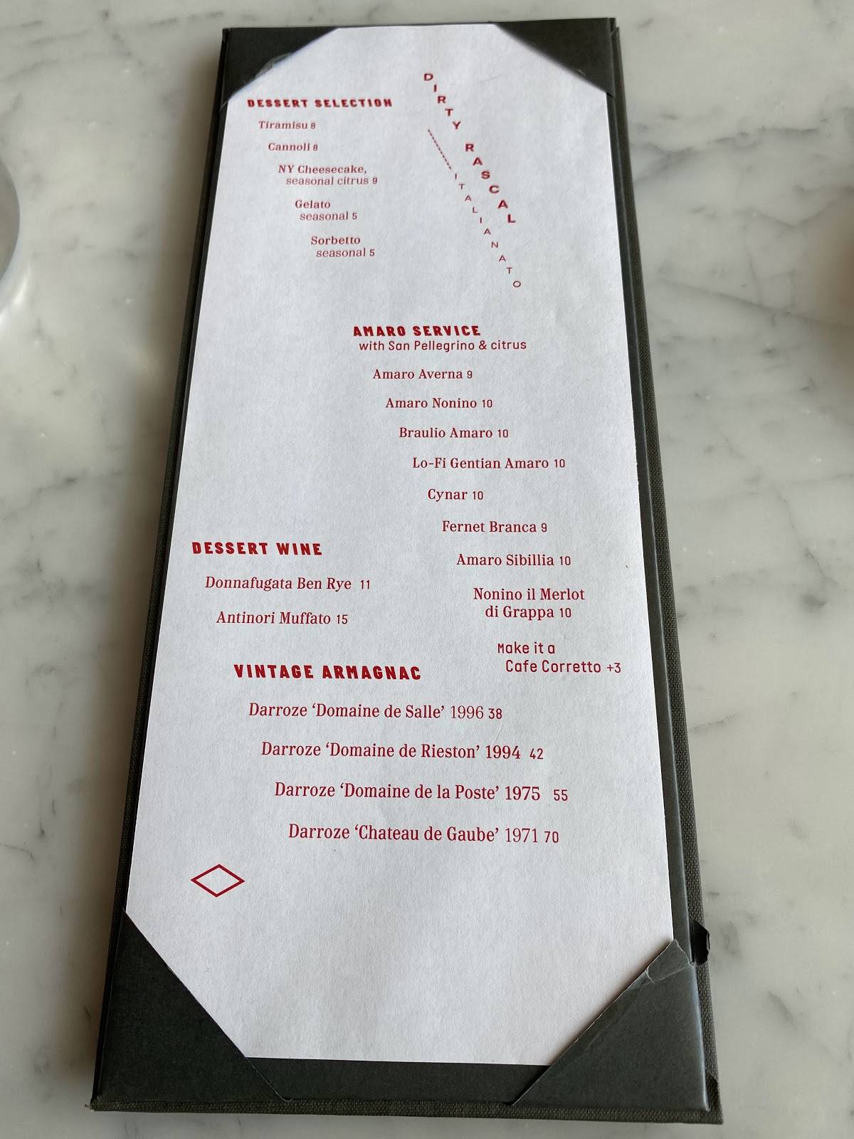 Carta del café Dirty Rascal, a special Event Venue, Atlanta, 415 East ...