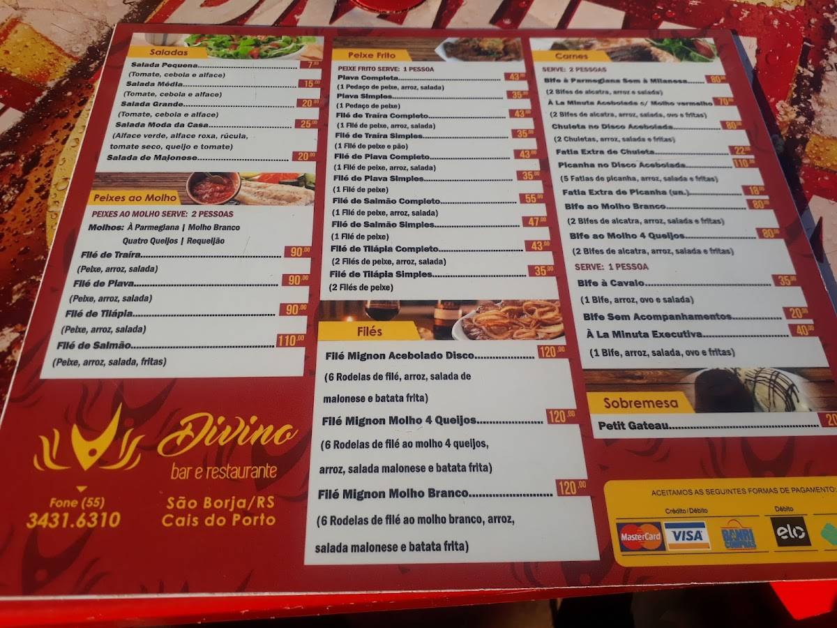 Menu em Divino Bar e Restaurante, São Borja, Av. Marinha do Brasil