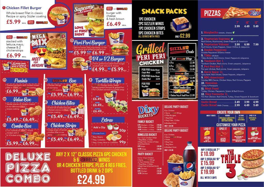 Menu at Dixy Chicken Ashington restaurant, Ashington