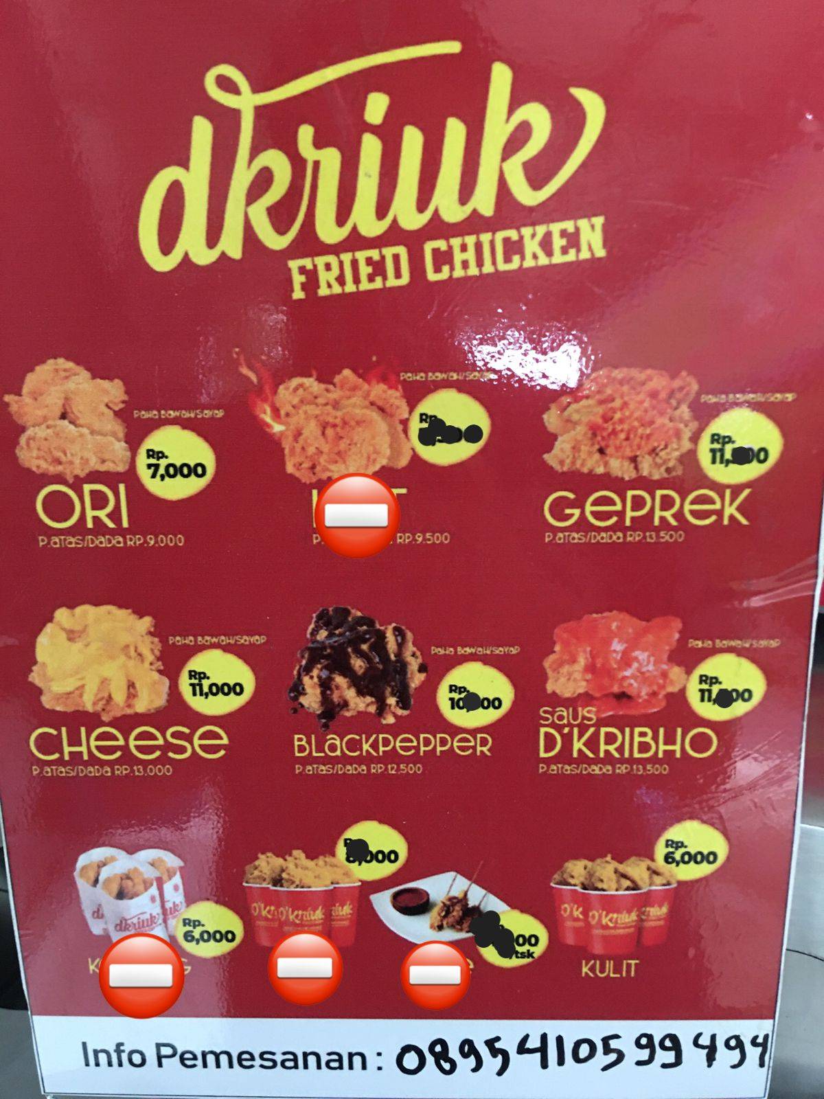 Menu at D'kriuk FriedChicken Puring restaurant, Kaleng