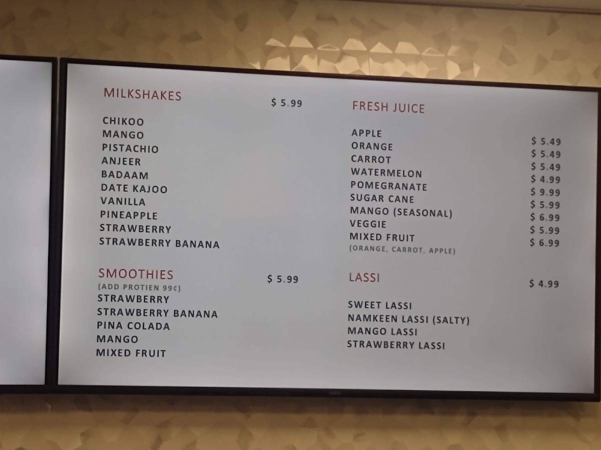 Menu at Do Darya restaurant, Houston