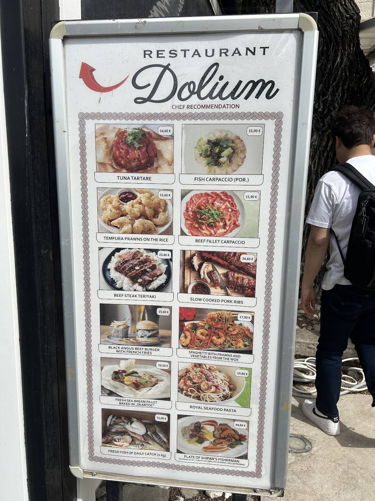 Menu at Dolium restaurant, Cavtat