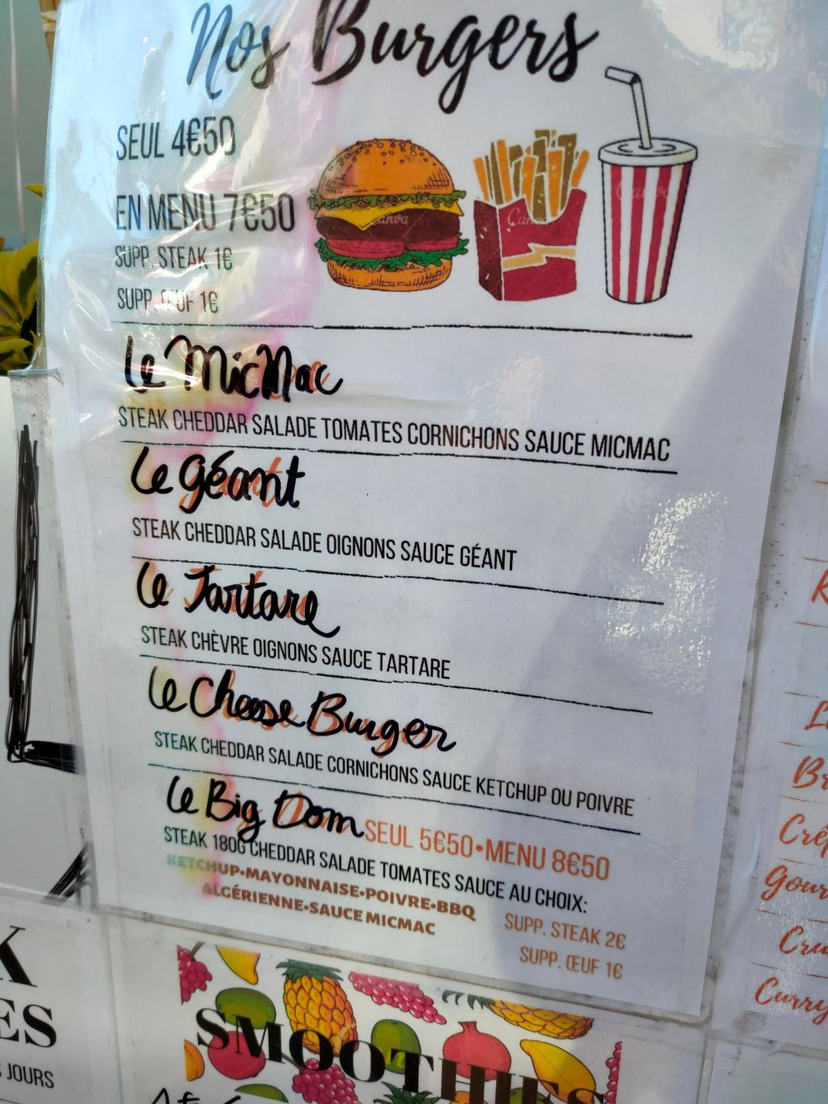 Menu au Doux bail restaurant, Domont