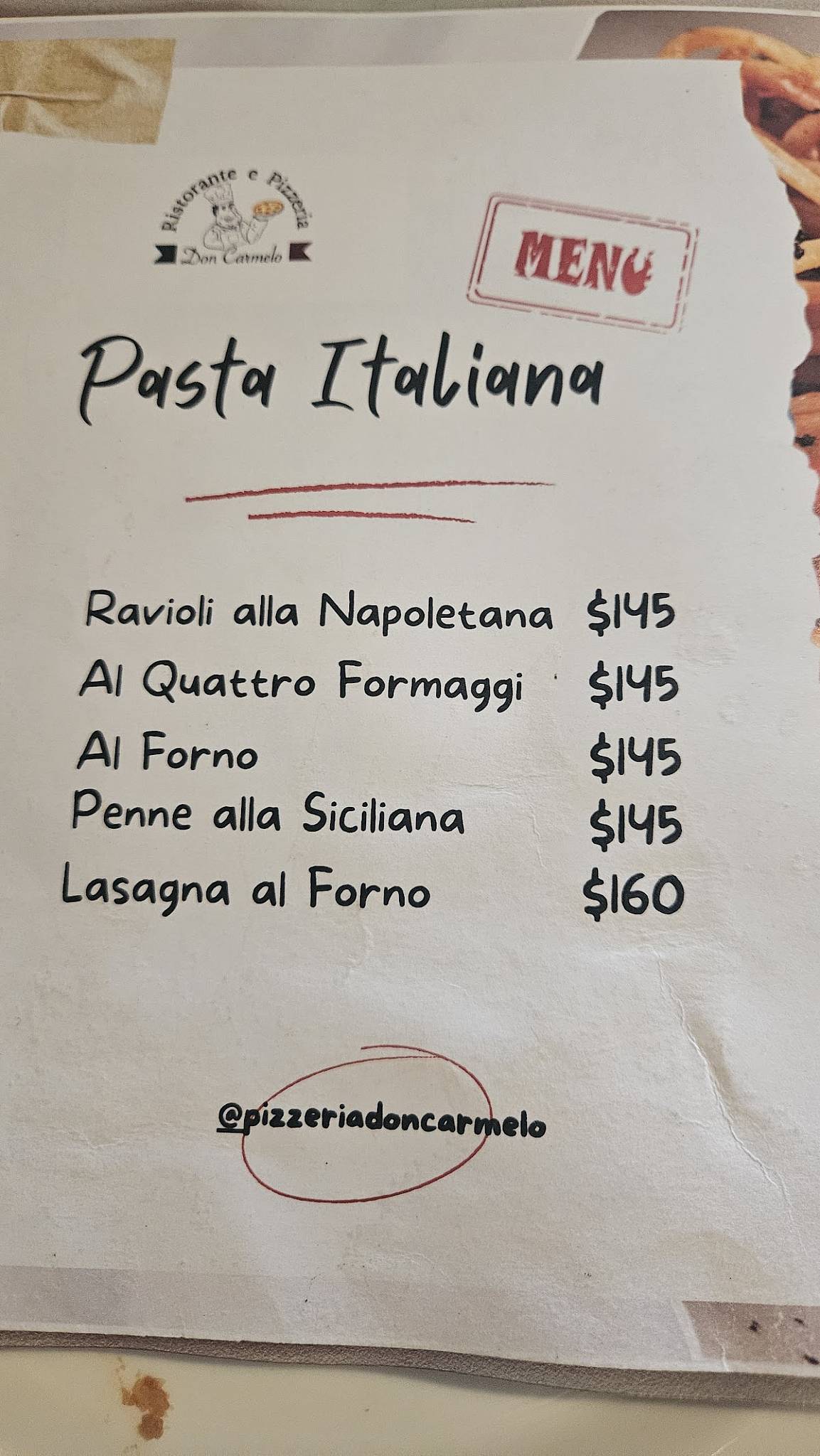 Carta del restaurante Don Carmelo, Naucalpan del Juárez, Av ...