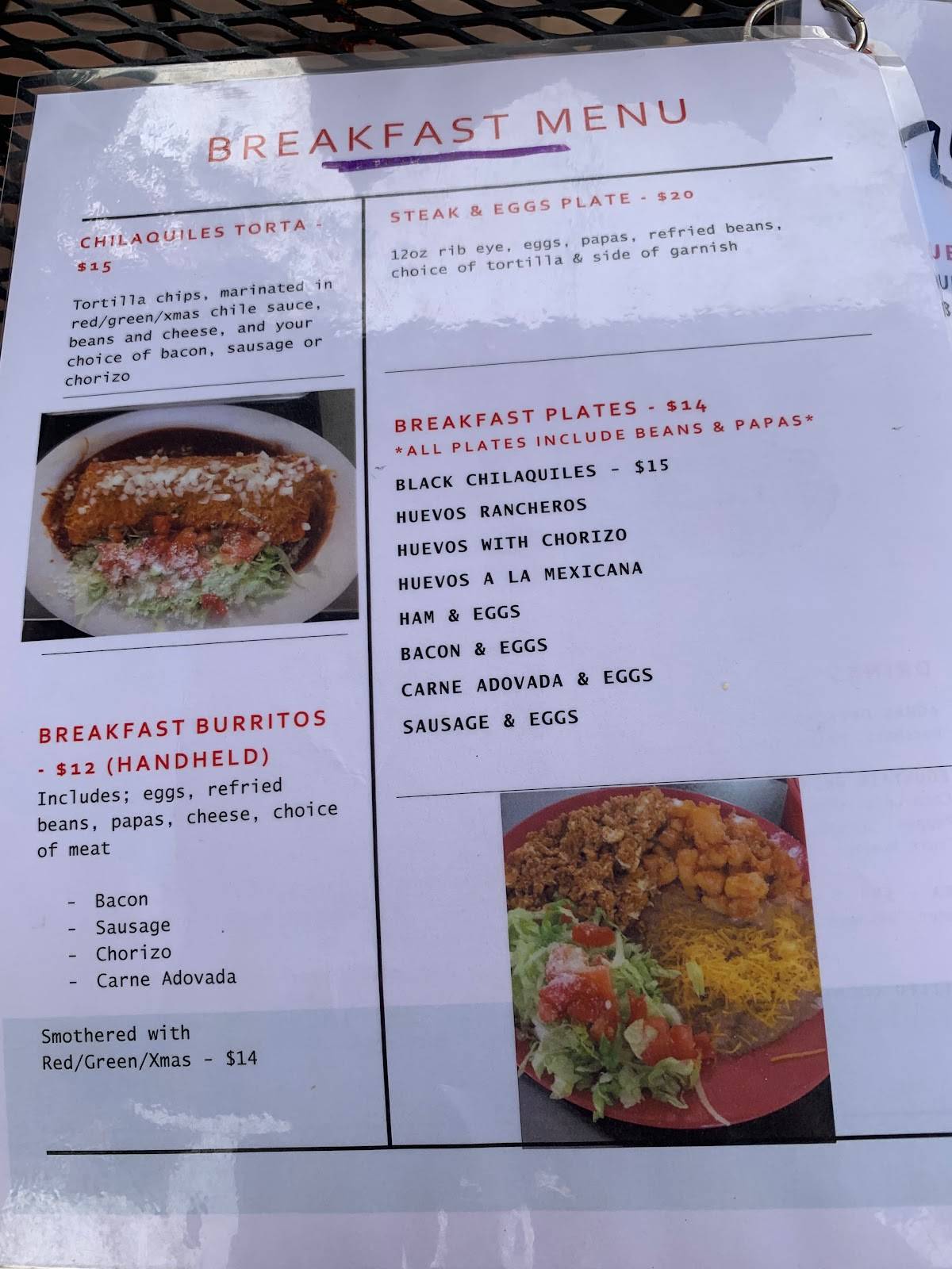 Menu at Don Choche Tacos Y Cerveza restaurant, Albuquerque, 4th St NW ...