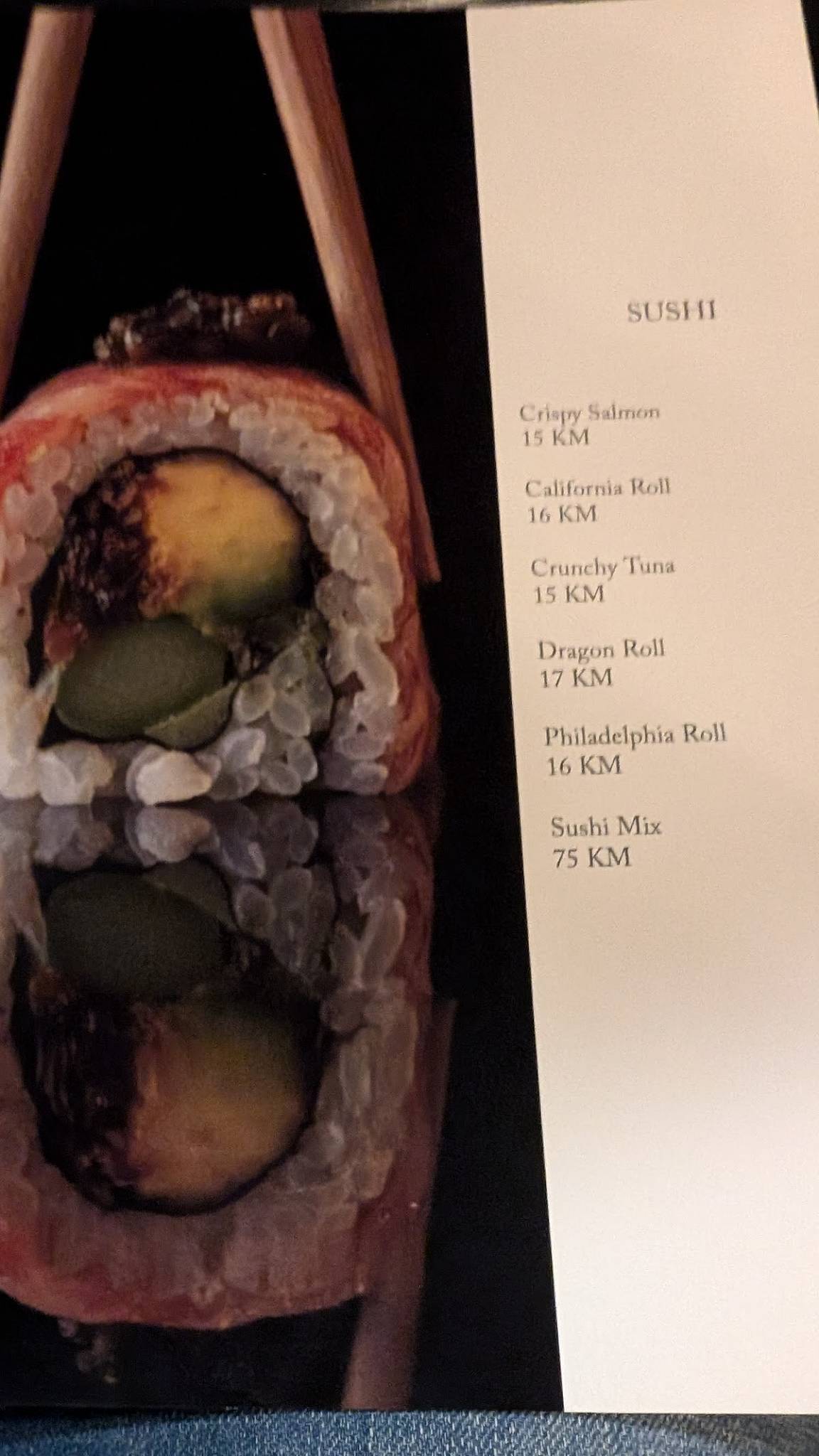 Menu at Don Papa restaurant, Tuzla