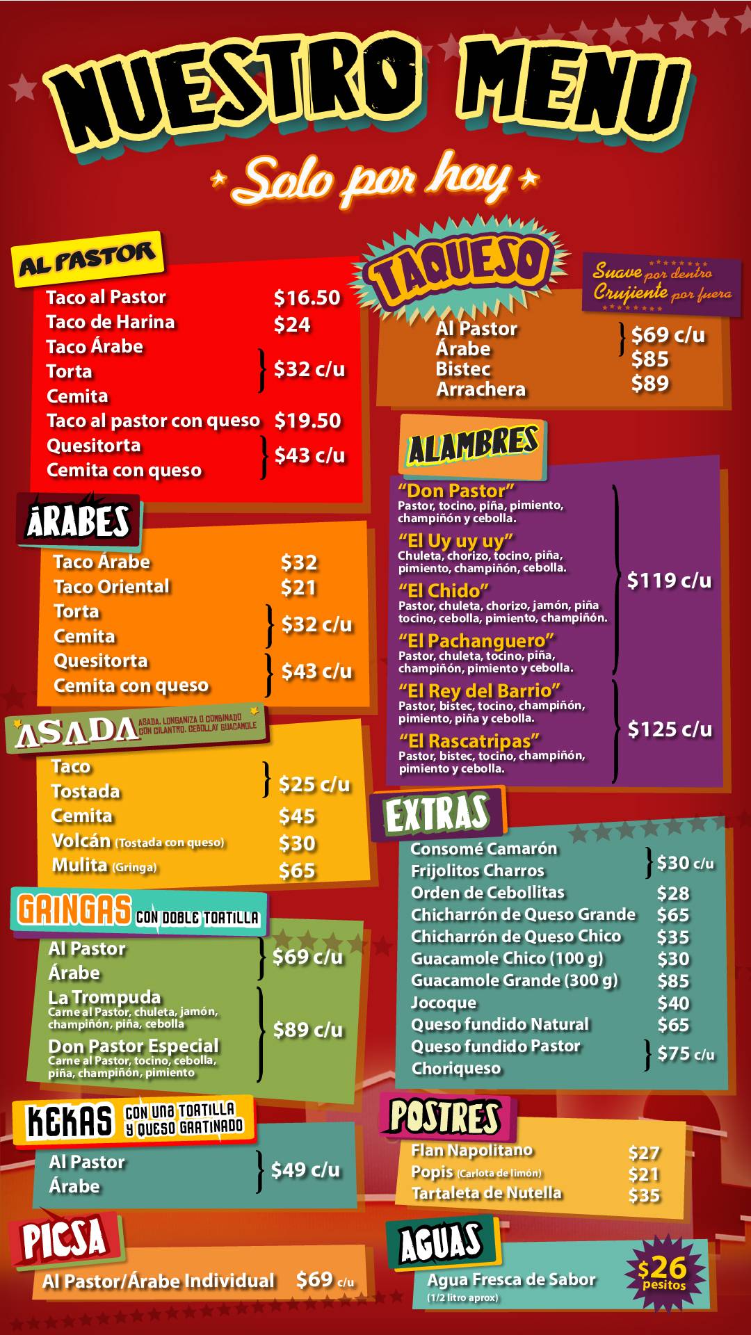 Carta del restaurante Don Pastor Zavaleta, Heroica Puebla del Zaragoza ...