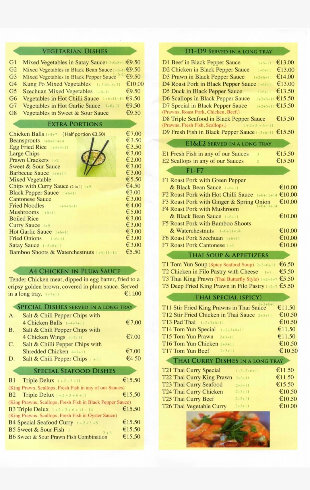 Menu at Donabate Chinese fast food, Donabate