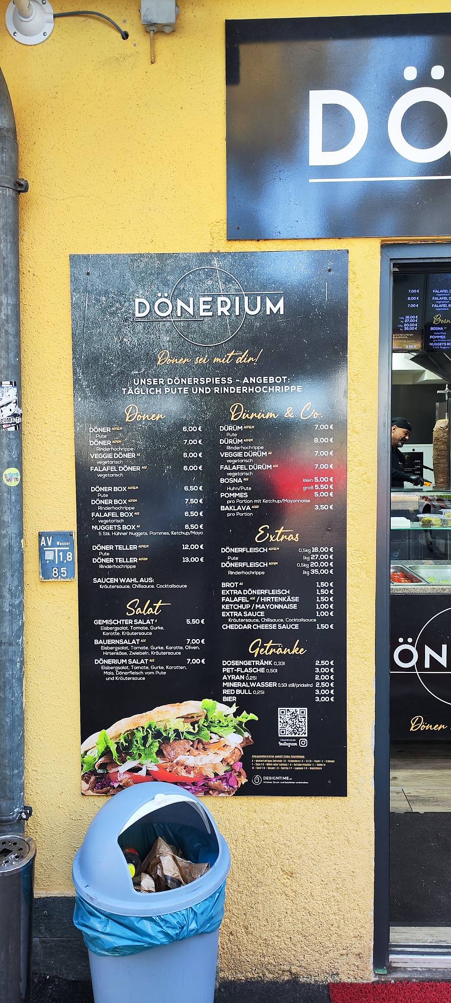 Menu at Dönerium restaurant, Linz
