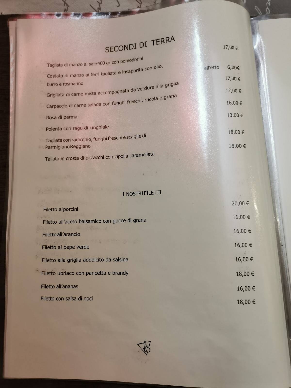 Menu da Doppio Senso ristorante, Correggio