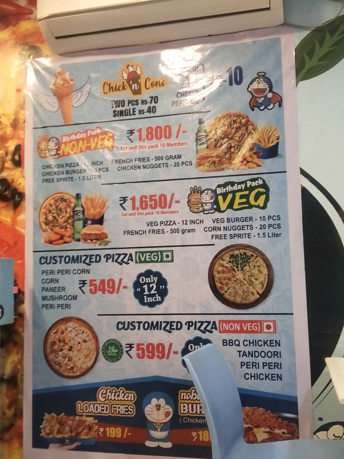 Menu at Doraemon Pizza Inn, Koothanallur