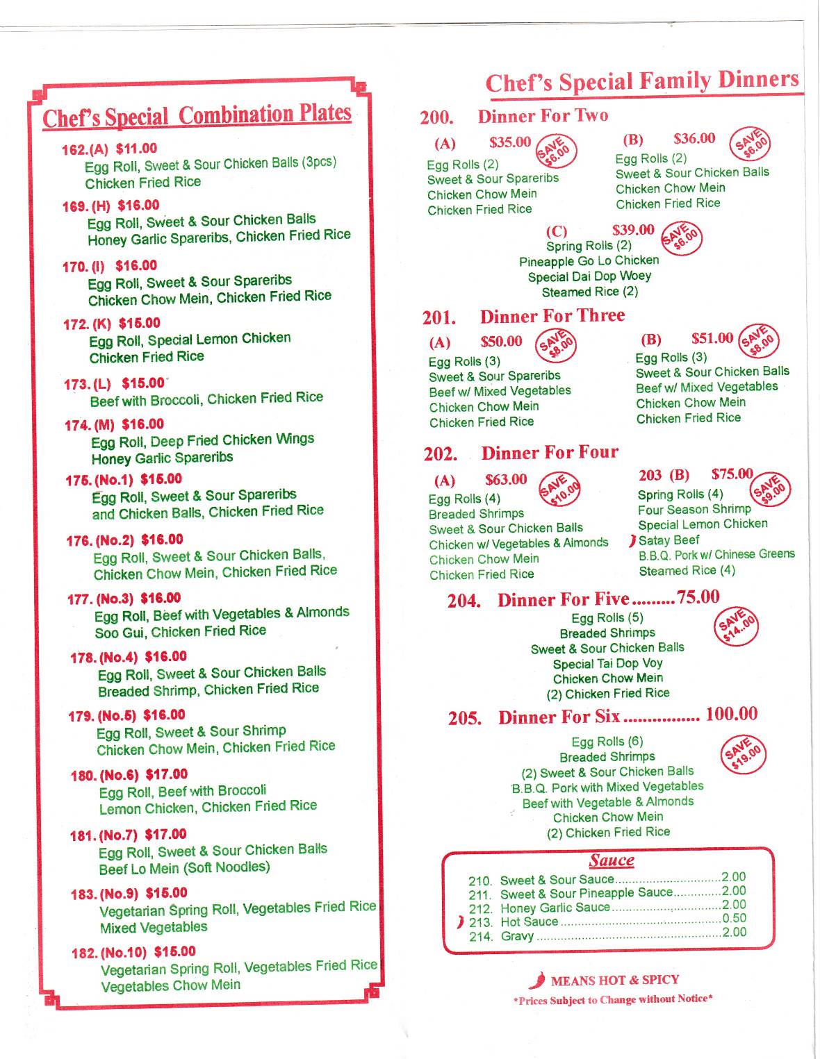 Menu at Double Happiness Chinese Restaurant, Midland