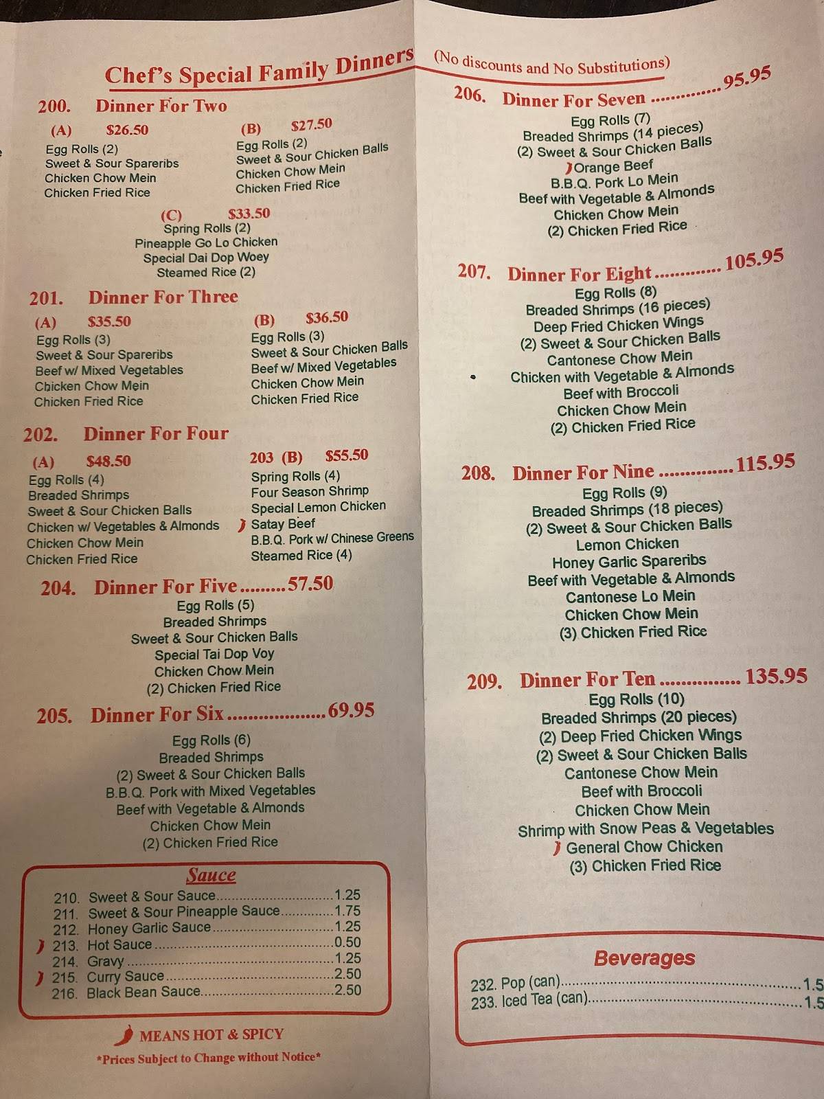 Menu at Double Happiness Chinese Restaurant, Midland