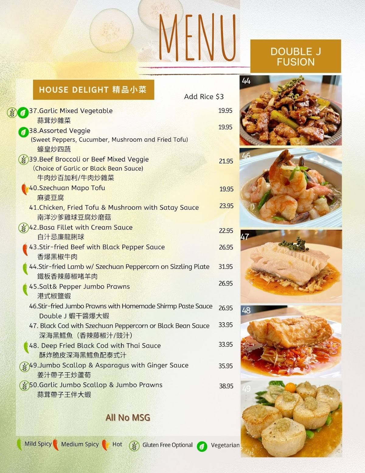 Menu at Double J Hong Kong Fusion cafe, Kelowna