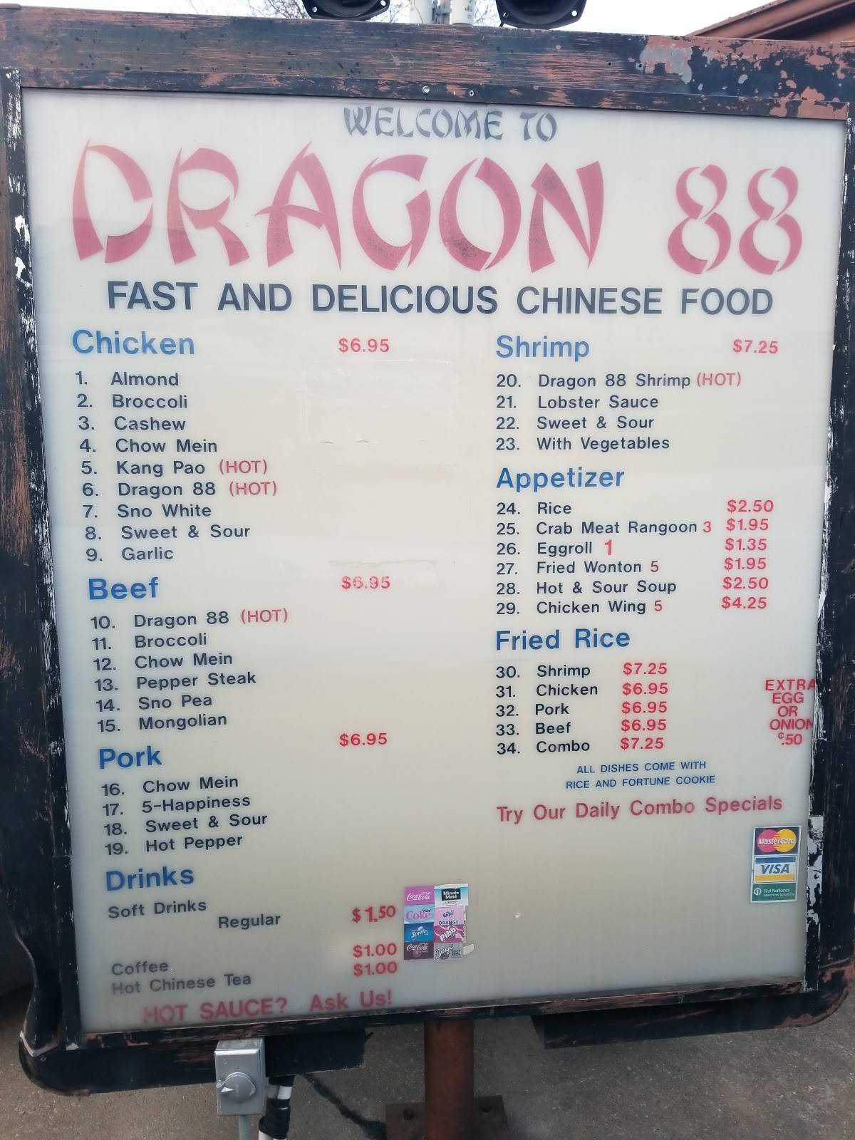 Menu at Dragon 88 restaurant, Omaha, N 30th St
