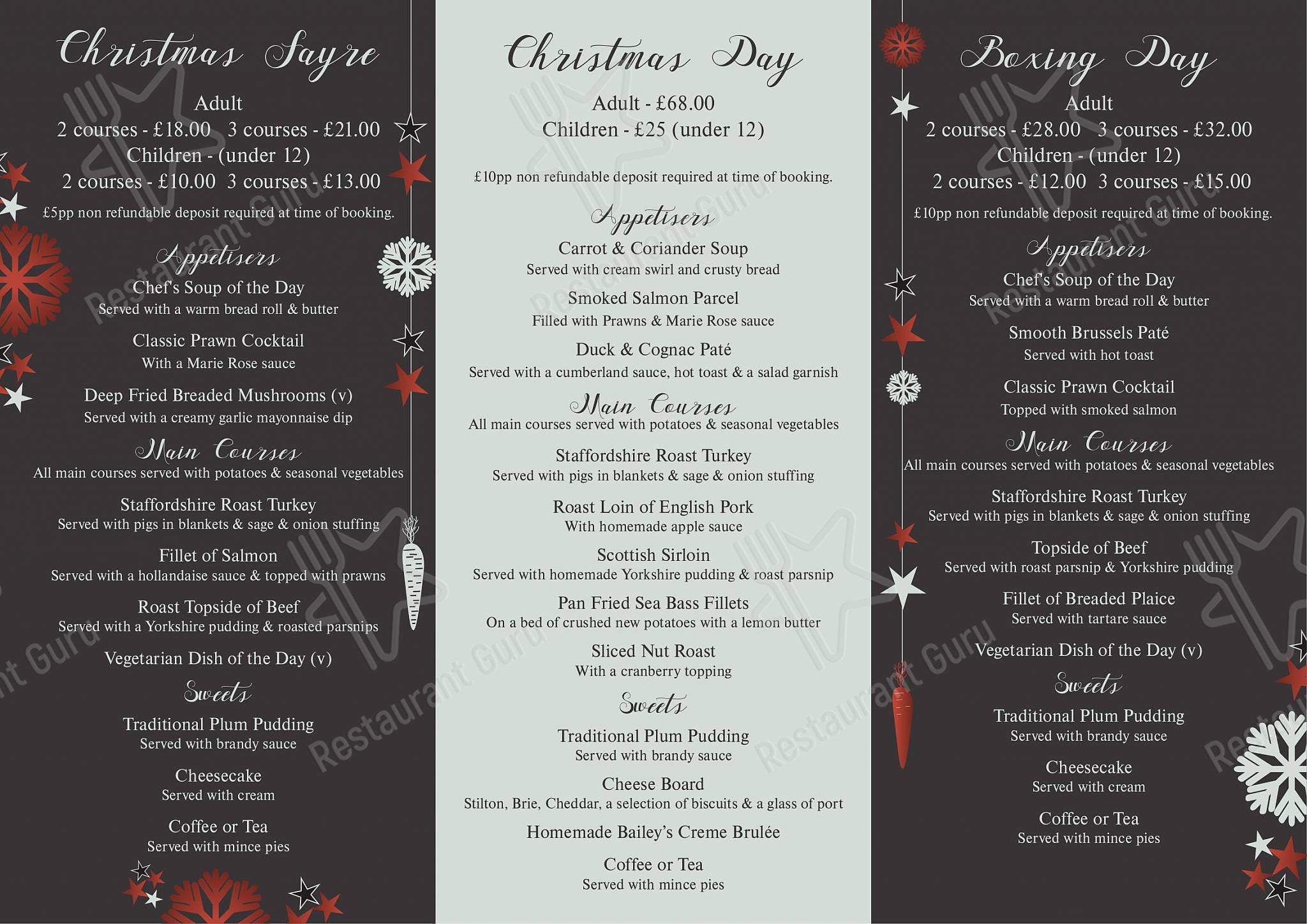 Menu at The Roebuck pub & bar, Draycott in the Clay