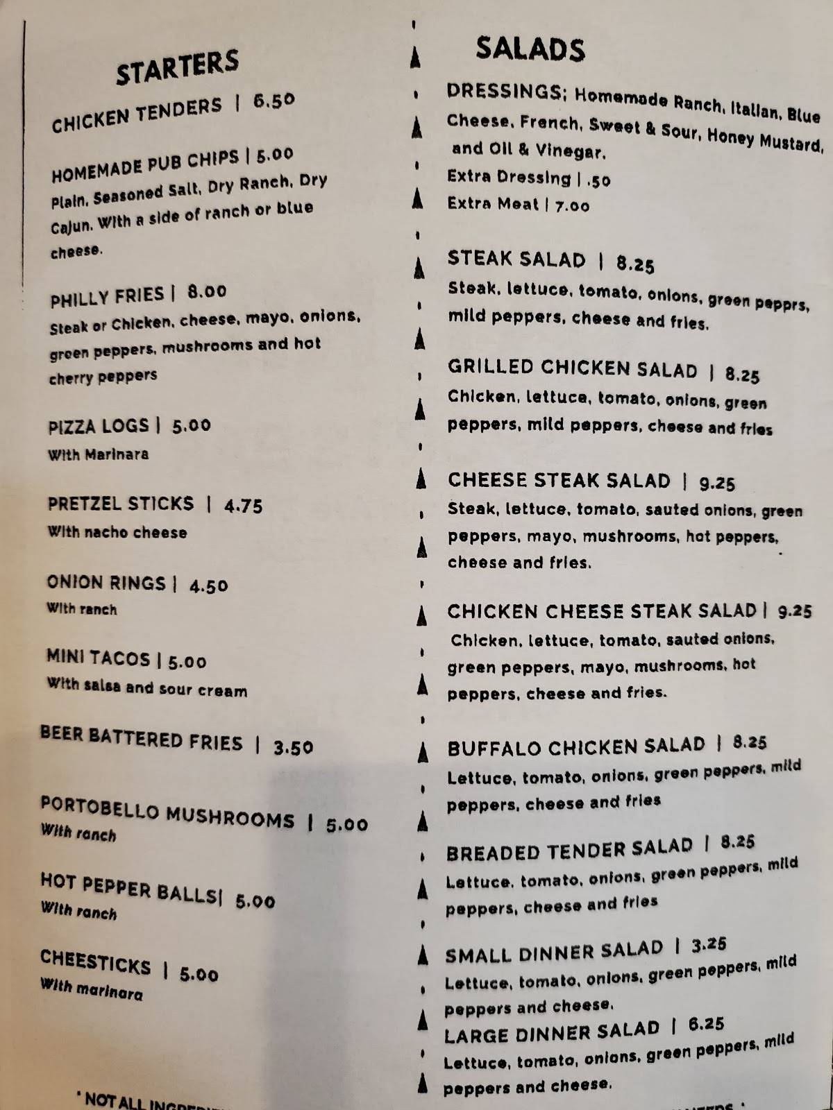 Menu at Fat Kid's Sports Bar, DuBois