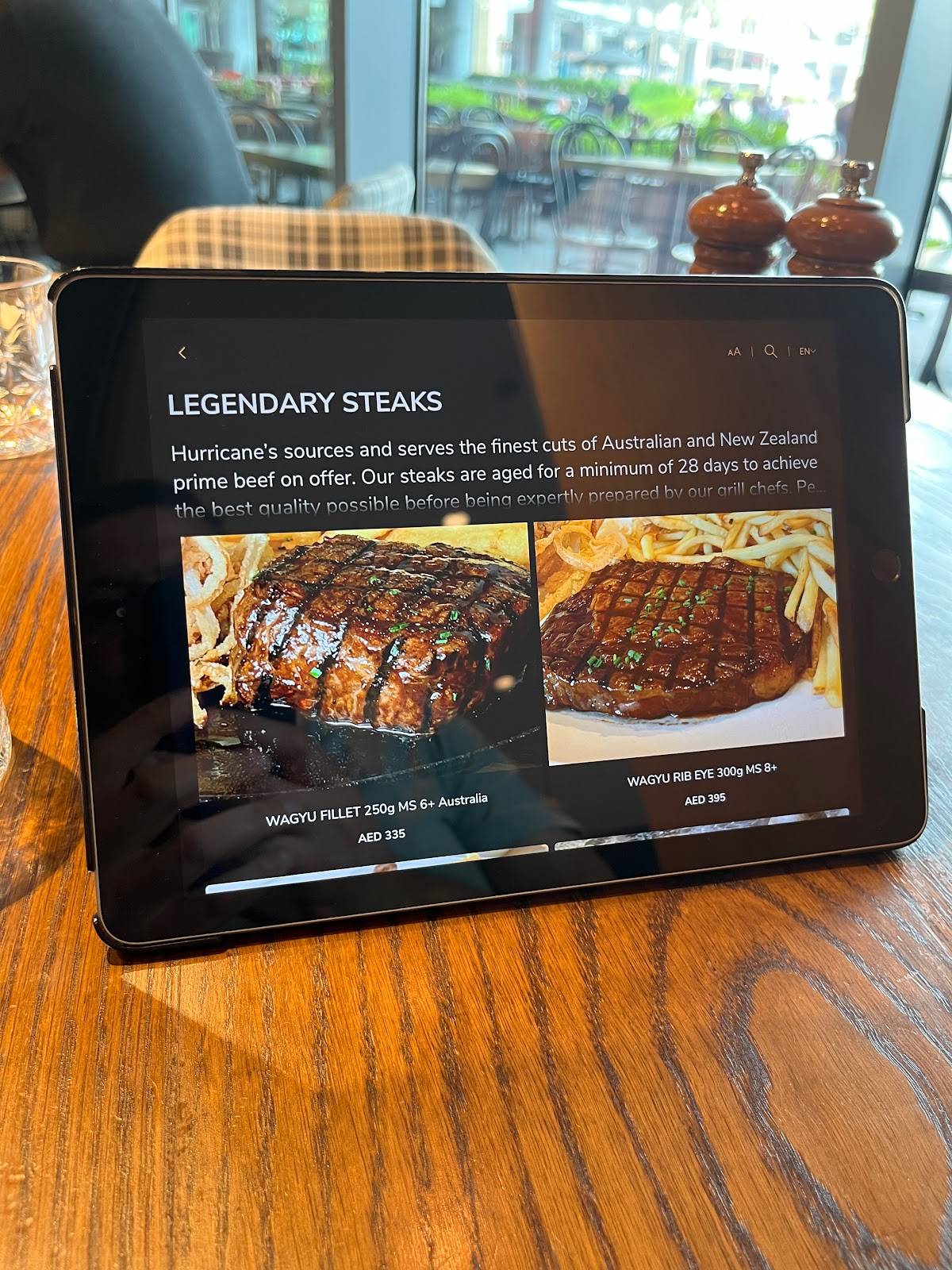 Menu at Hurricane’s Grill Dubai Mall steakhouse, Dubai