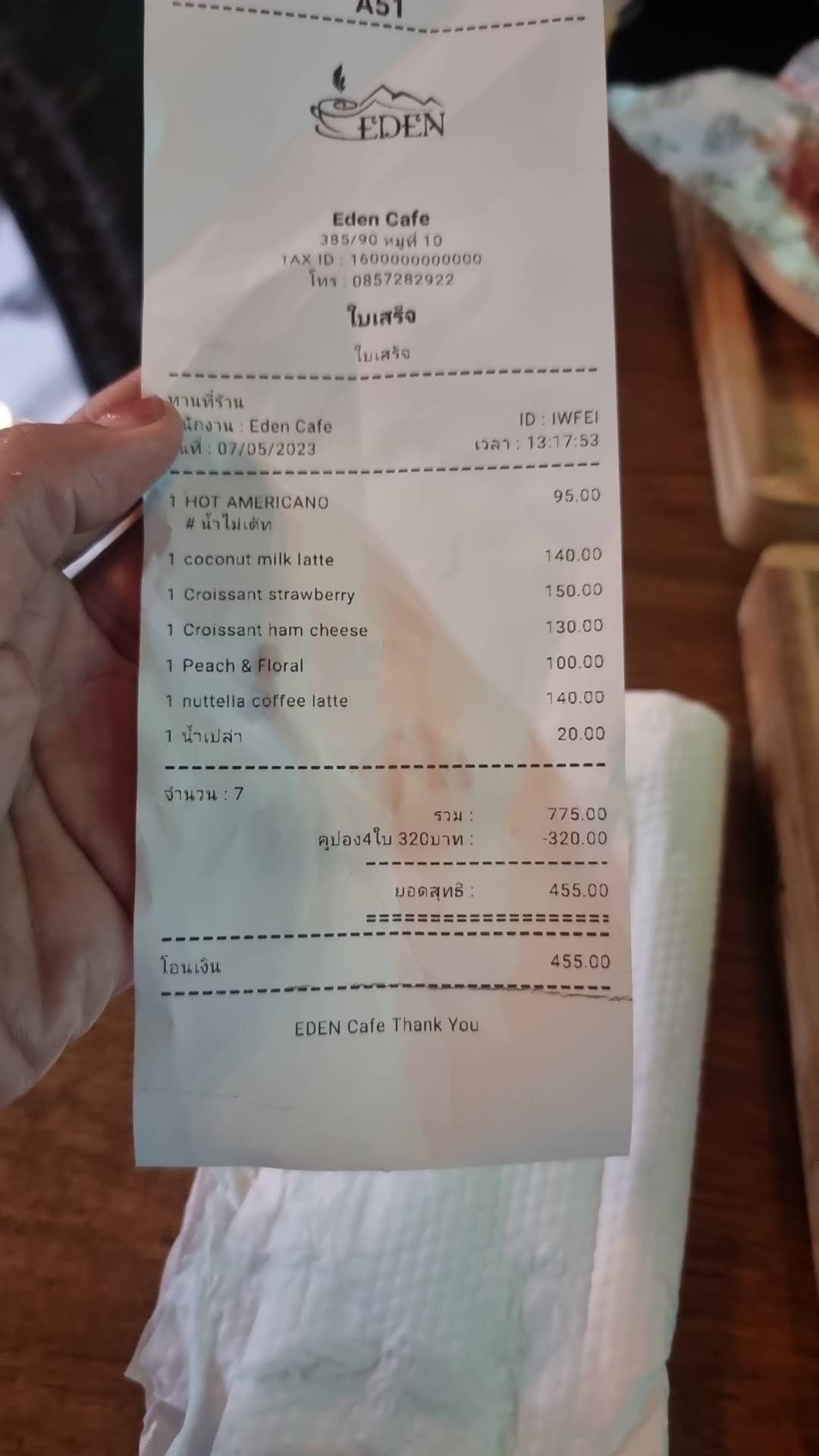 Menu at EDEN Cafe, Nakhon Sawan