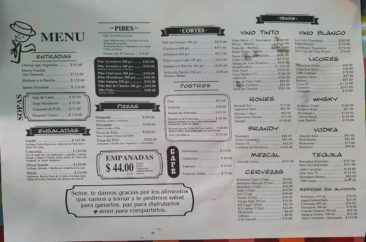 Carta del restaurante EL ASADERO DEL PIBE, Ciudad del México, Av ...