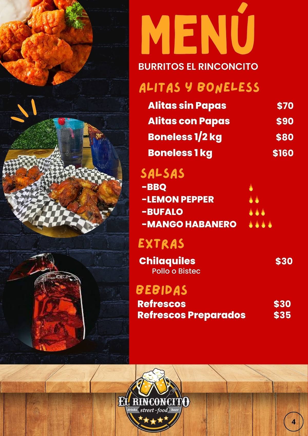 Carta del restaurante EL RINCONCITO STREET FOOD, Ciudad del México