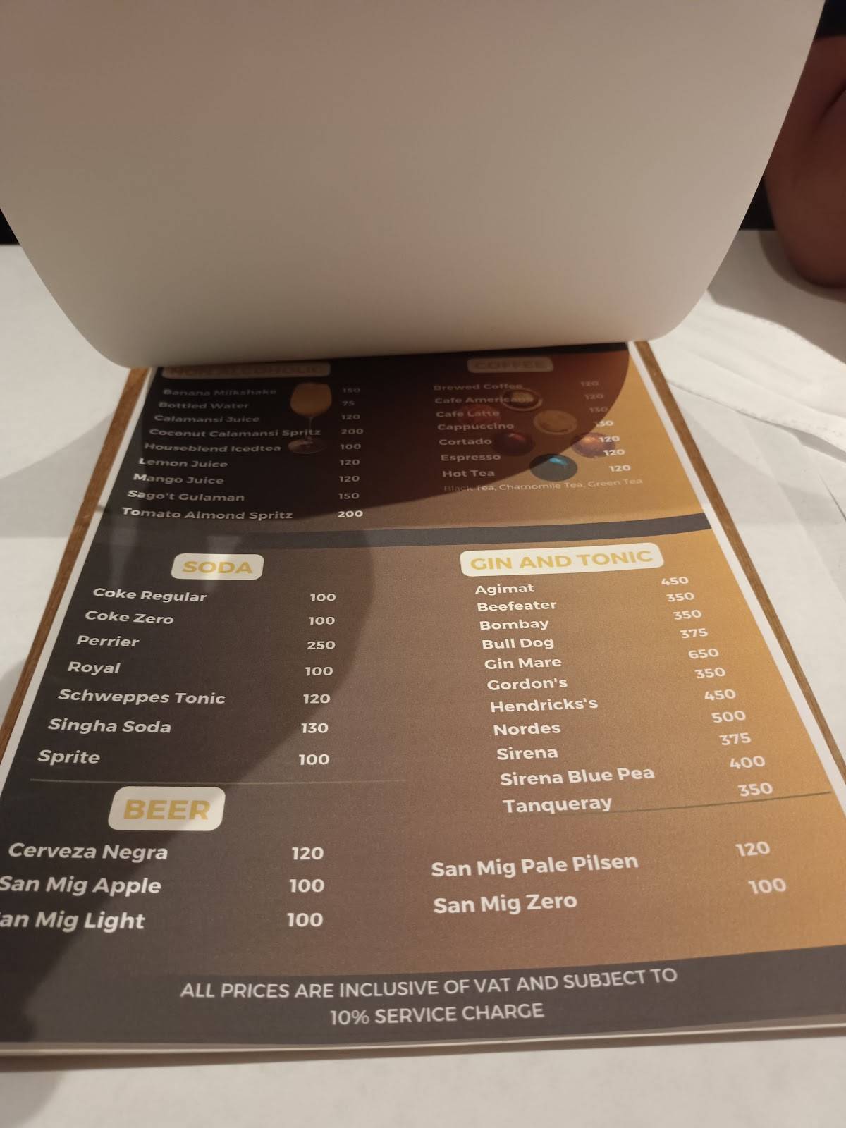 Menu at EMILIA, House of Filipino Food restaurant, Manila