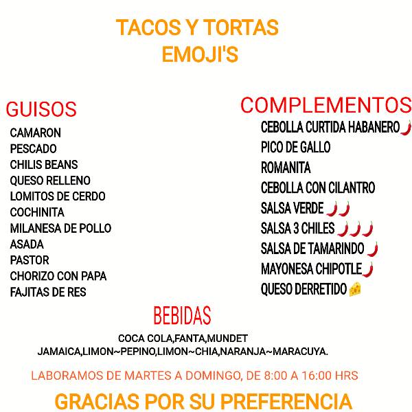 Menu at EMOJI'S restaurant, Tulum