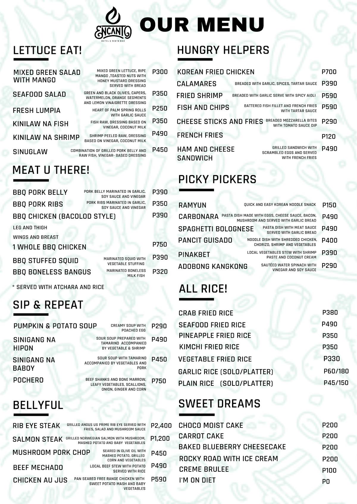 Menu at ENCANTO HOTEL & RESTO BAR, Lapu-Lapu City