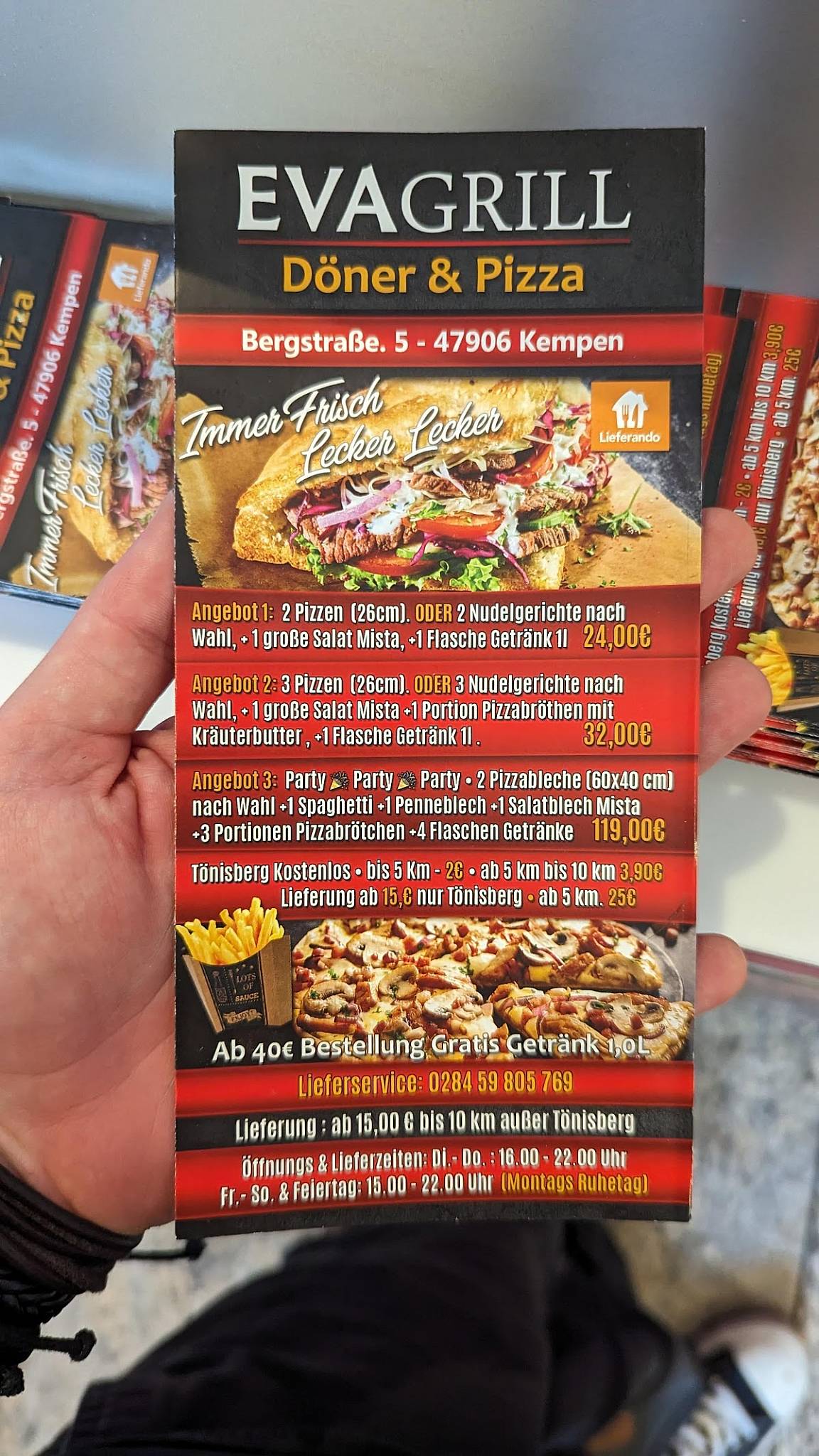 Speisekarte von EVA Grill Pizzeria & Grill, Kempen
