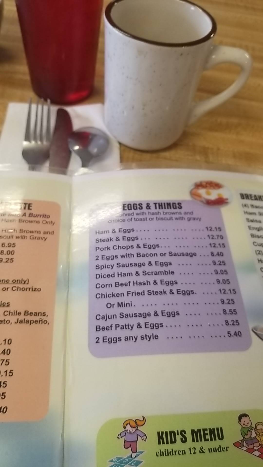Menu at Early Bird Coffee Shop cafe, Parker